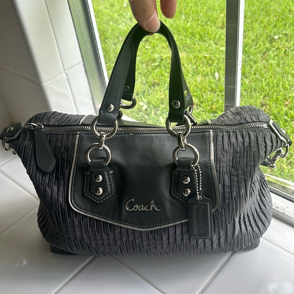 Coach | Bags | Coach Gray Soft Satin Satchel Handbag | Poshmark